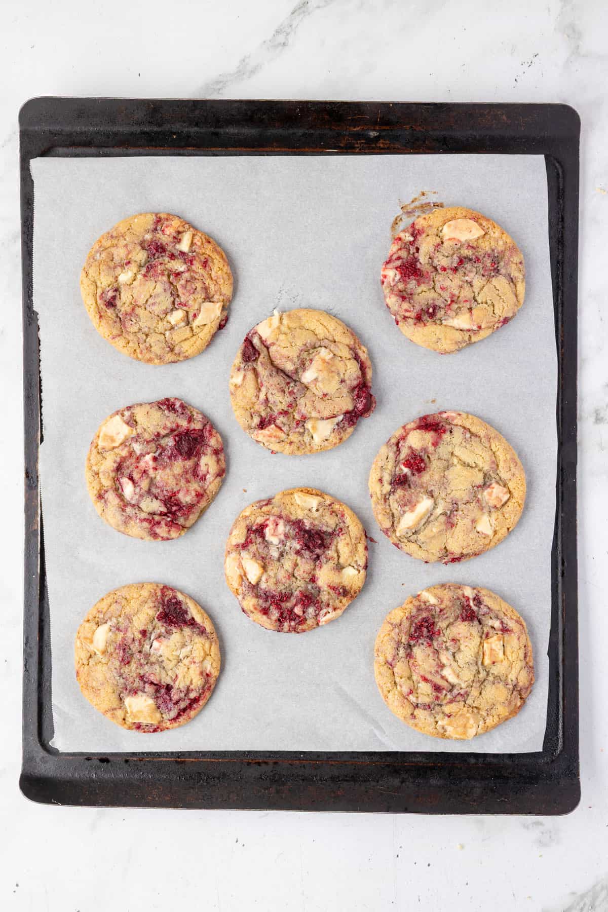 White Chocolate Raspberry Cookies - The Chaotic Table